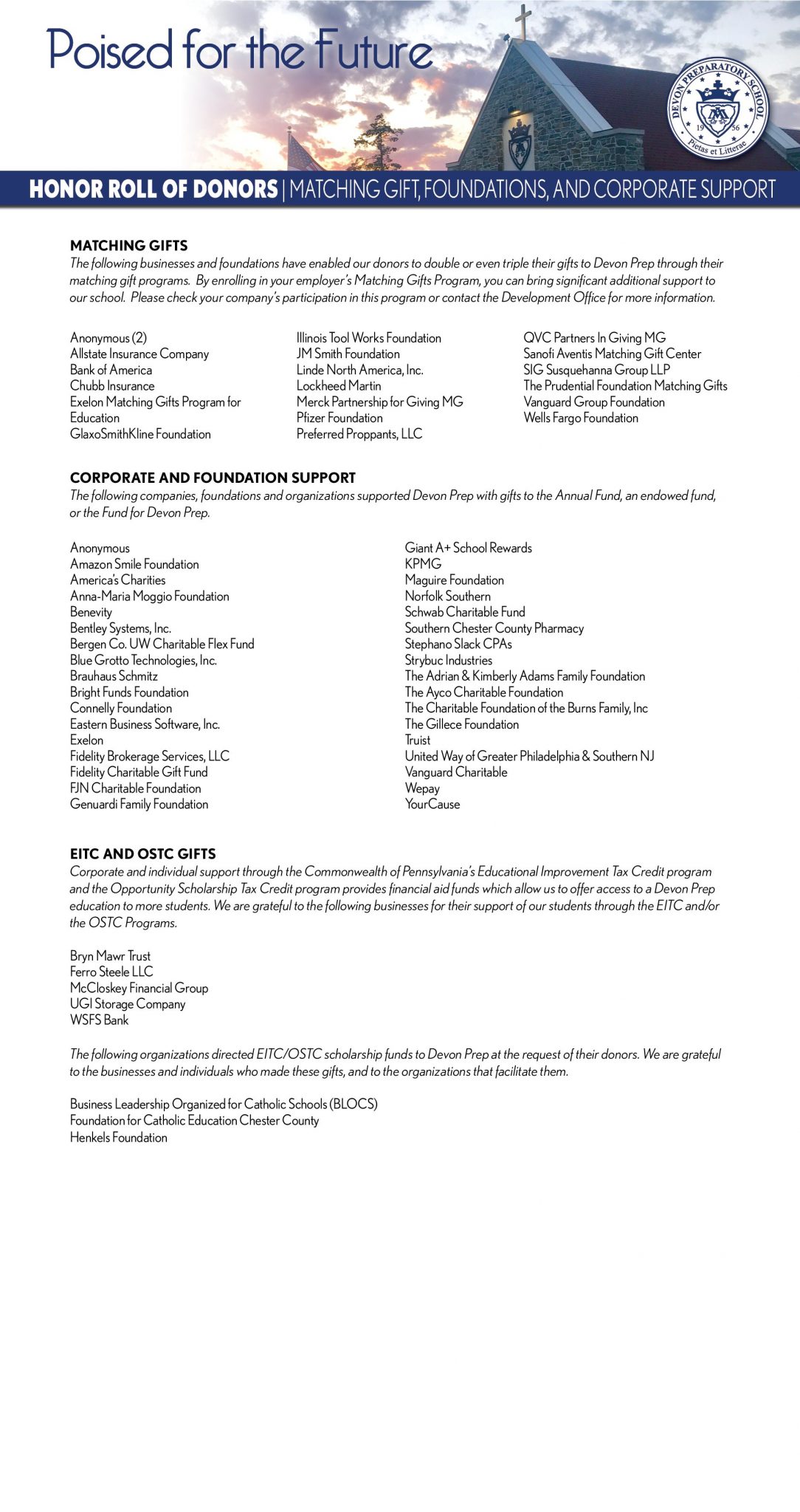 Corporate & Foundation Support | Devon Preparatory School